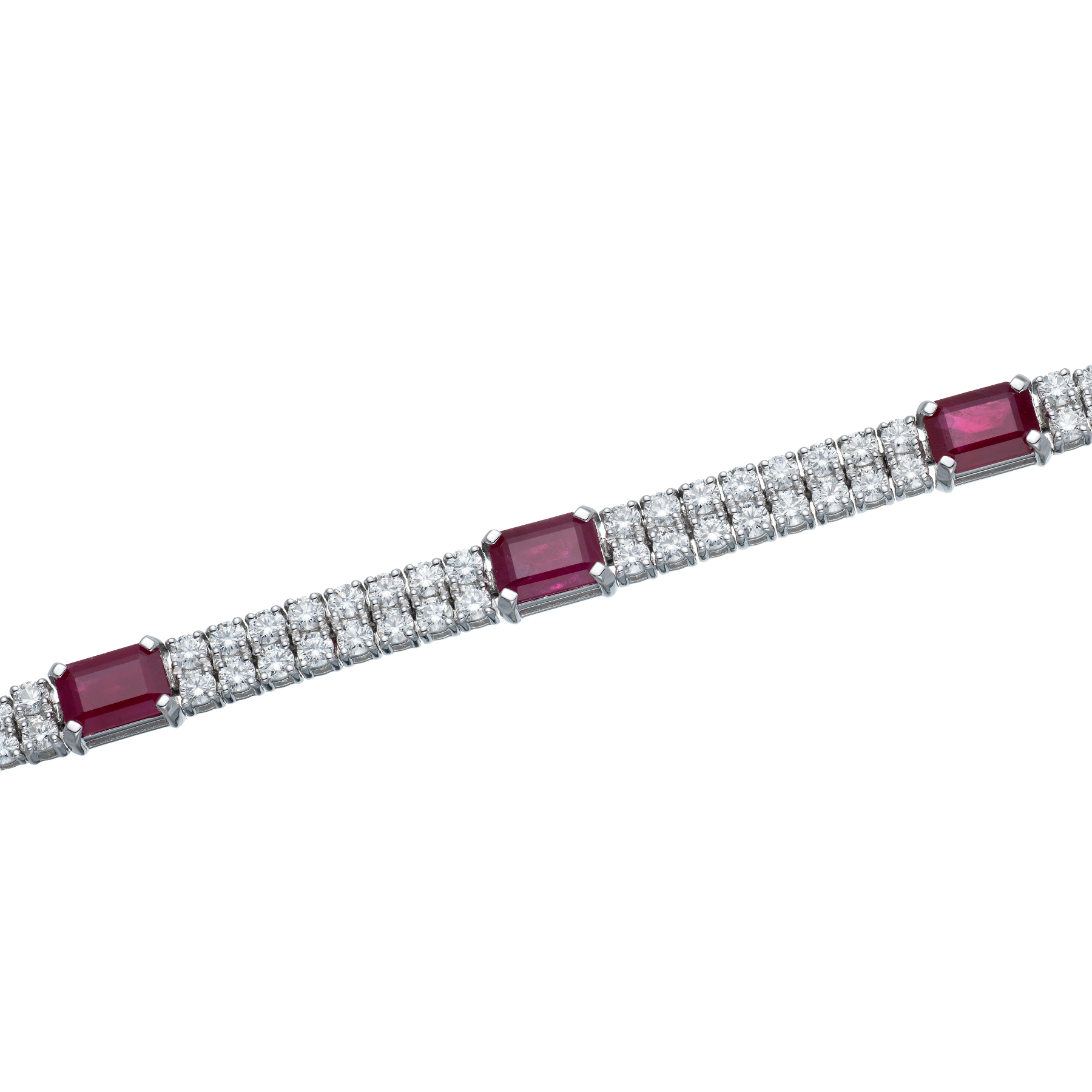 18ct White Gold 3.29ct Ruby and 4.92ct Diamond Bracelet | Tom Coll ...