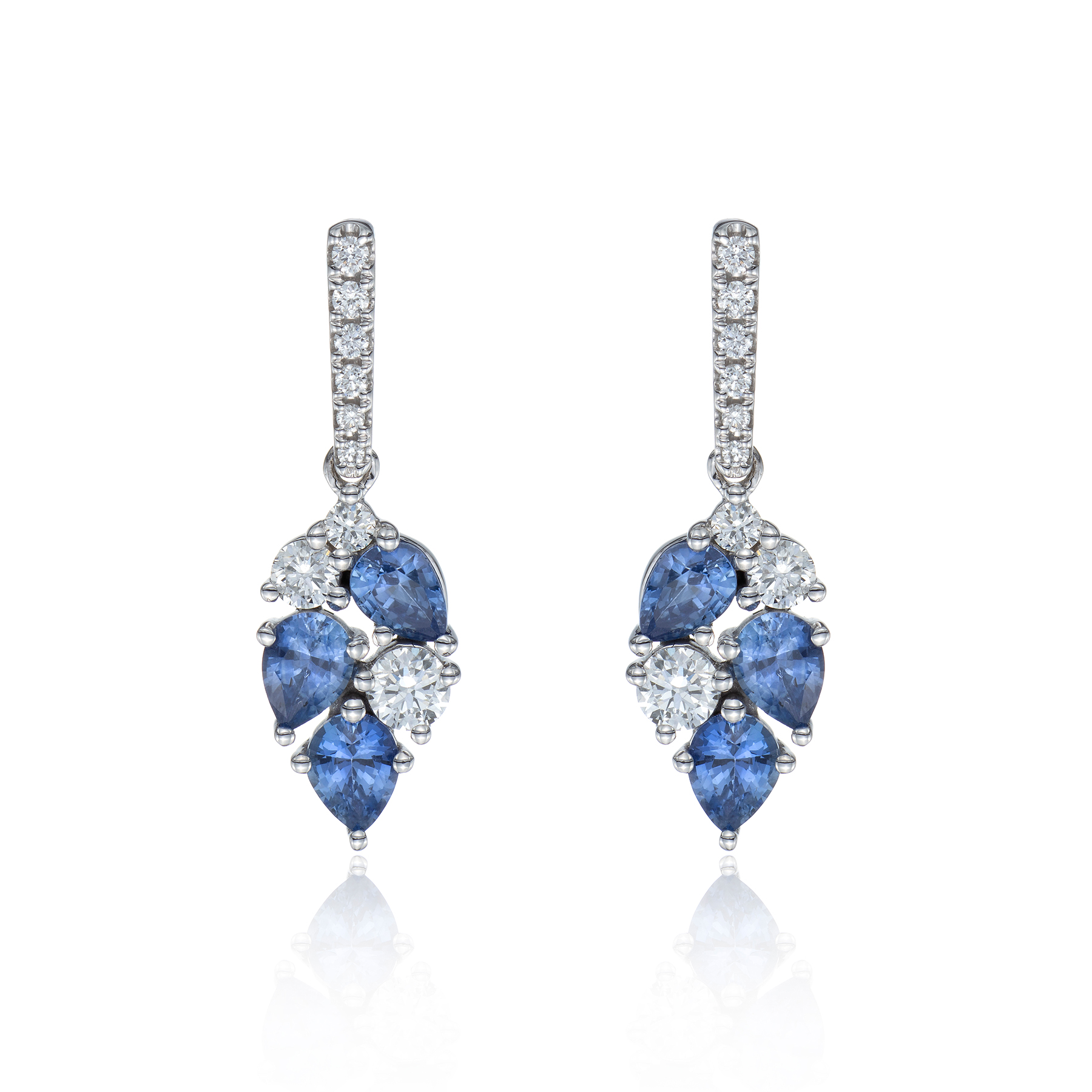 18ct White Gold 0.43ct Diamond and 1.15ct Sapphire Earrings | Tom Coll ...