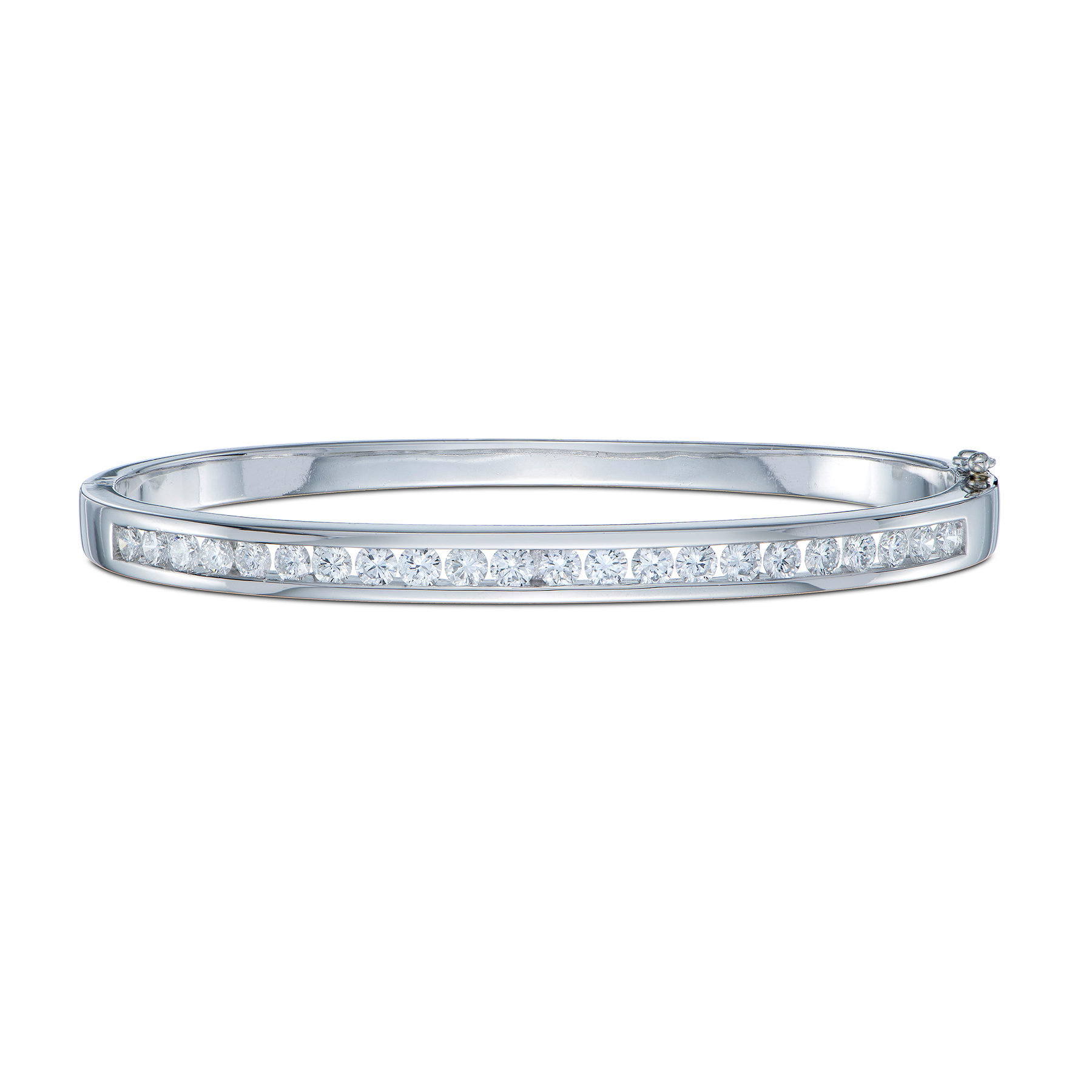 Platinum Round Brilliant Cut Diamond Bangle | Tom Coll Jewellery ...